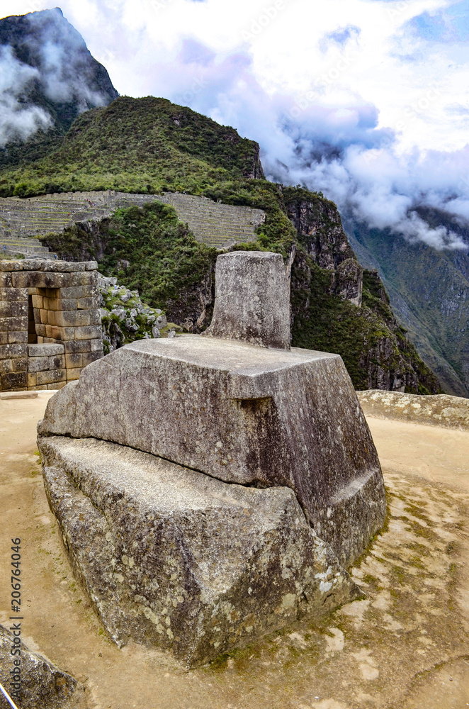 The Intiwatana (or Inti Watana), a ceremonial stone located within the ...