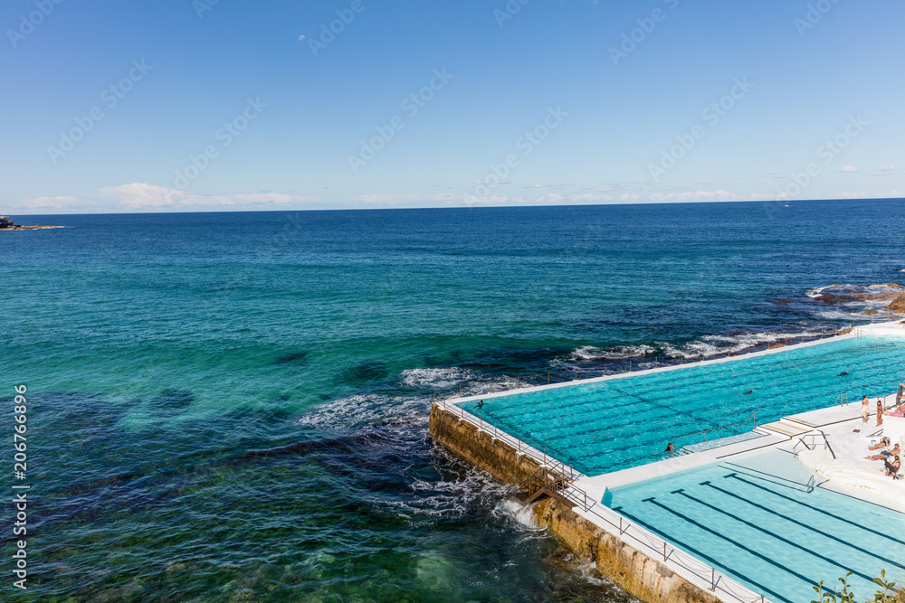 Swimming pool overlooking Bondi beach in Sydney, NSW, Australia Stock ...