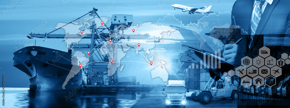 Business Logistics concept, Global business connection technology ...