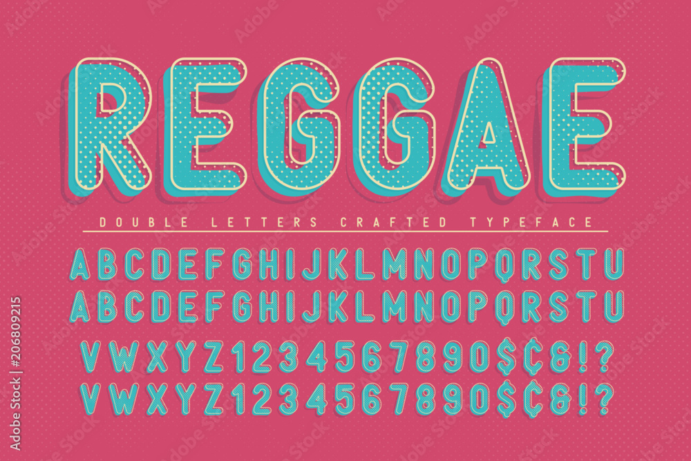 Reggae condensed display font popart design, alphabet, letters Stock ...
