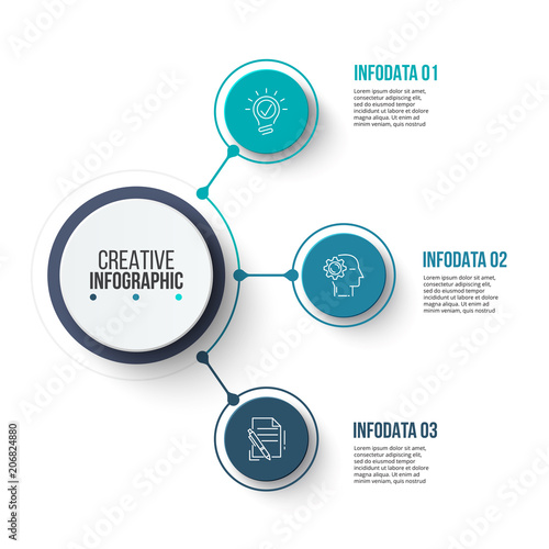 Circle business graphic elements. Business process infographics with 3 ...