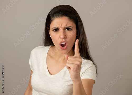 Human expressions and emotions. Young attractive woman with an angry ...