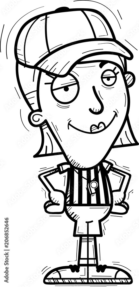 Confident Cartoon Woman Referee Stock Vector | Adobe Stock
