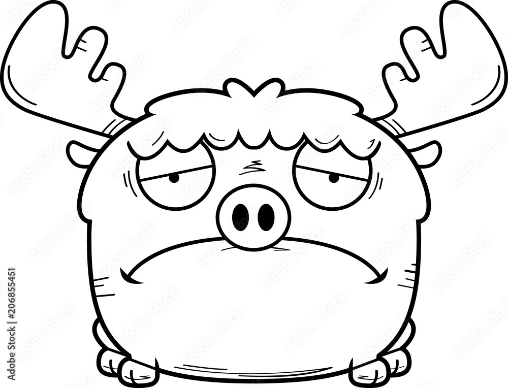 Cartoon Sad Moose Stock Vector | Adobe Stock