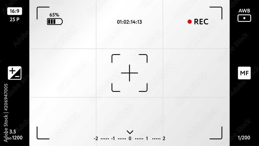 Modern smart phone camera focusing screen. Blank photo or video camera ...