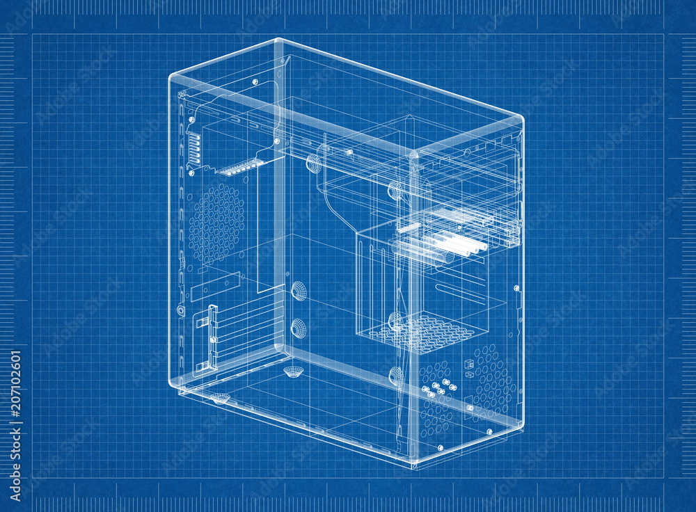 Computer case Architect blueprint Stock Illustration | Adobe Stock