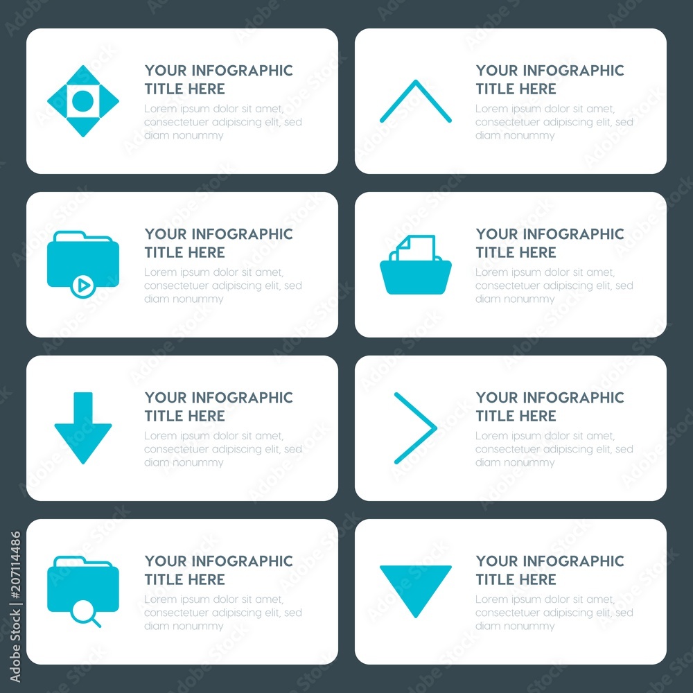 Flat cloud and networking, arrows, folder, cursors infographic timeline template for ...