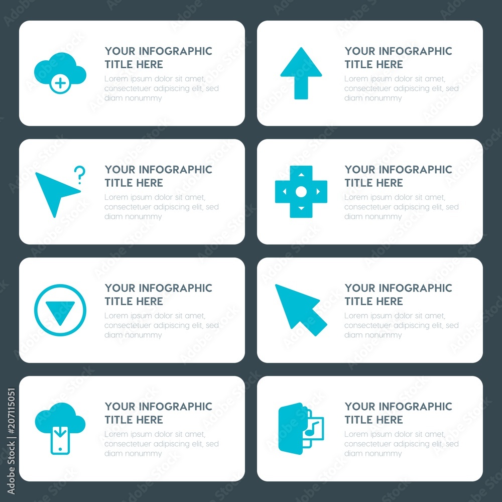 Vector de Stock Flat cloud and networking, arrows, folder, cursors ...