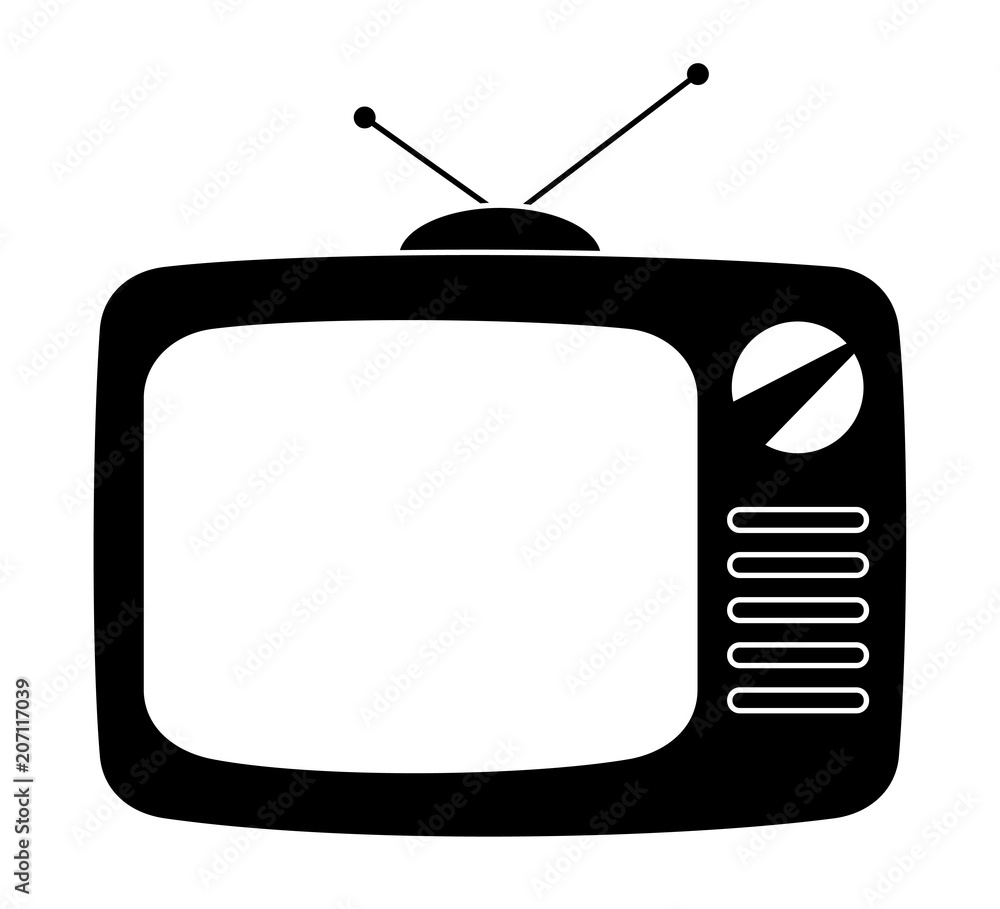 Black retro tv silhouette isolated on white Stock Vector | Adobe Stock Black retro tv silhouette isolated on white Stock Vector | Adobe Stock