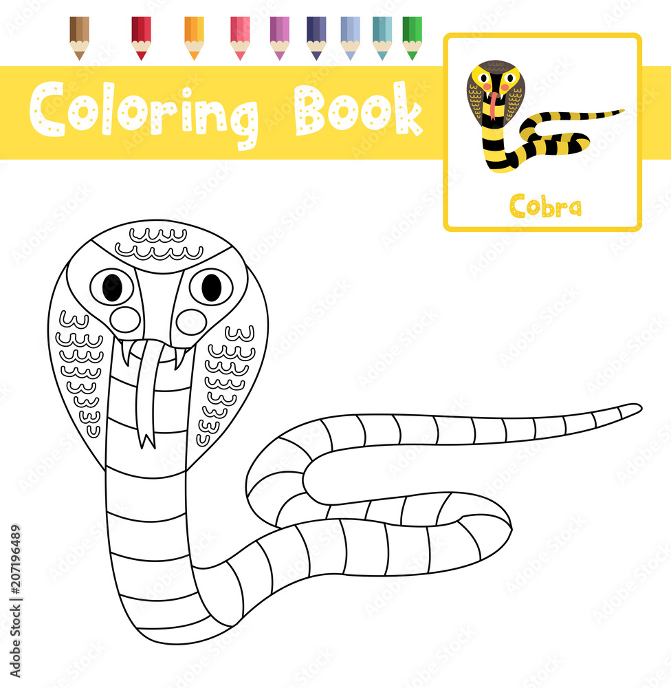 Coloring page of Cobra animals for preschool kids activity educational ...