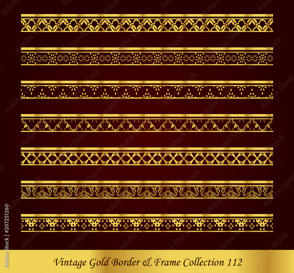 Vintage Luxury Gold Border Frame Vector Collection Stock Vector | Adobe ...