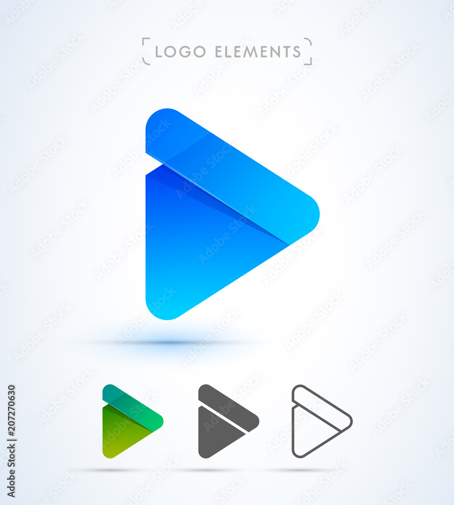 Play button logo design template. Music icons collection. Material ...