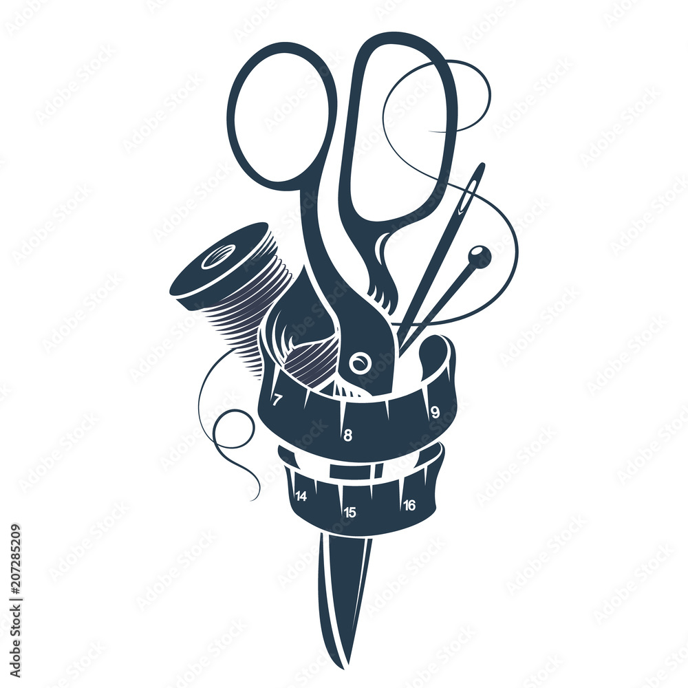 Sewing and cutting set Stock Vector | Adobe Stock