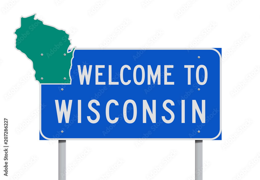 Welcome to Wisconsin road sign Stock Vector | Adobe Stock