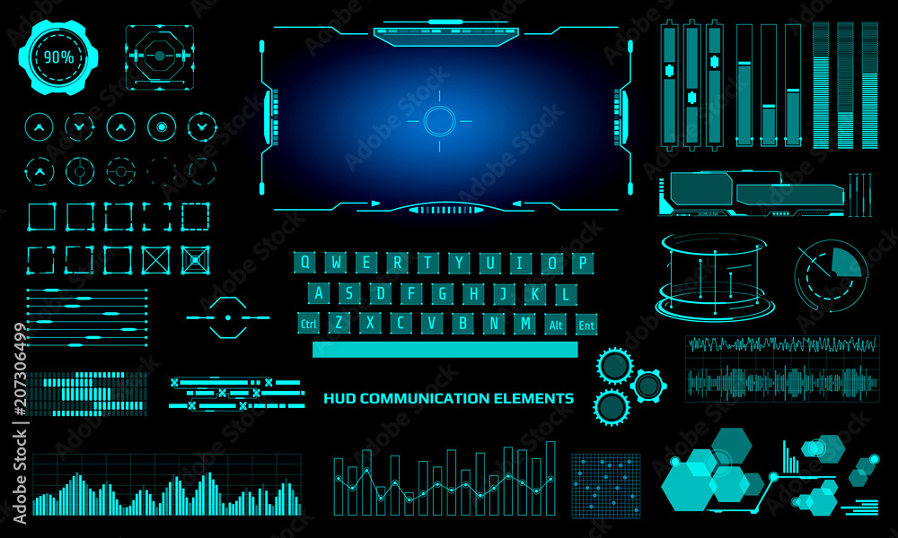 Vector de Stock HUD User Interface Element Monitor Control Design Concept Control Panel Vector ...