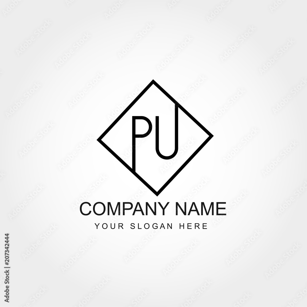 Initial Letter PU Logo Template Vector Design Stock Vector | Adobe Stock