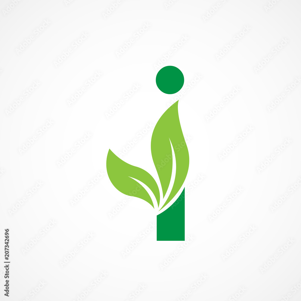 Letter I Leaf Logo Vector Design Stock Vector | Adobe Stock