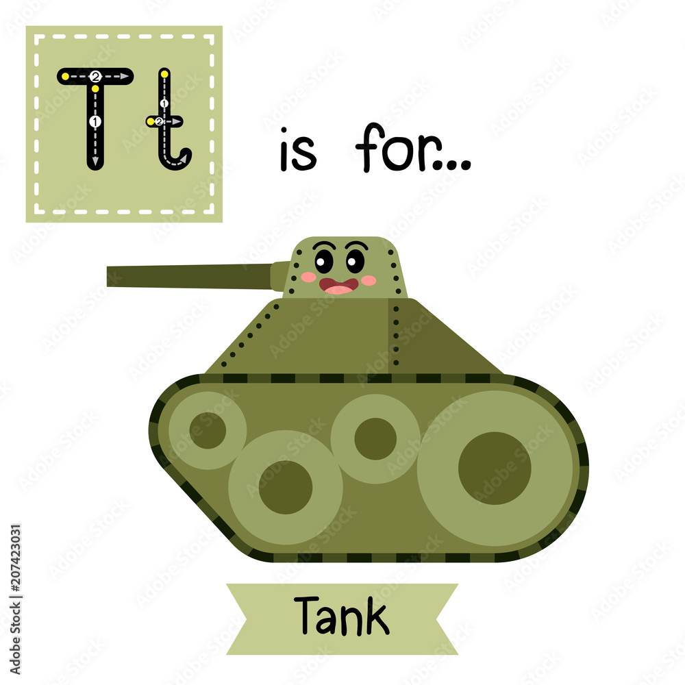 Letter T cute children colorful transportations ABC alphabet tracing ...