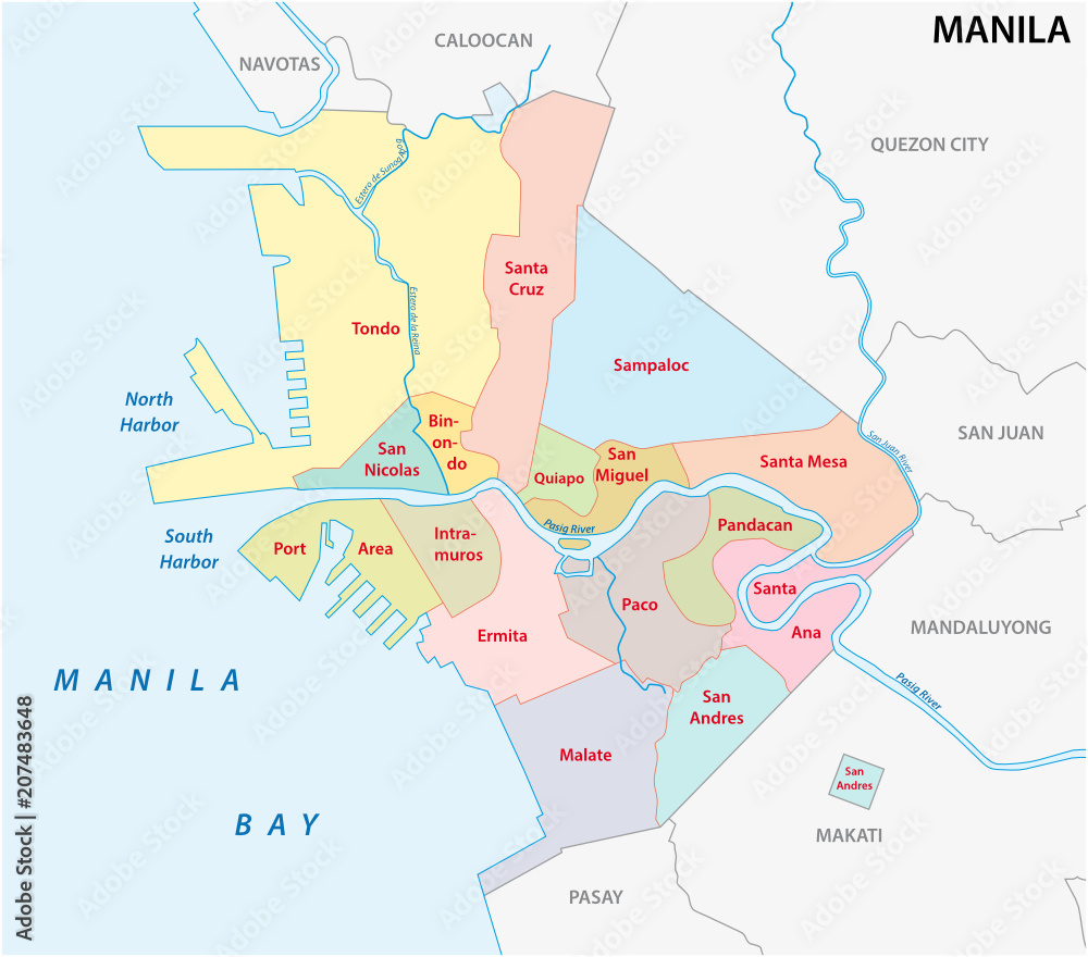 manila administrative and political vector map, philippines Stock ...
