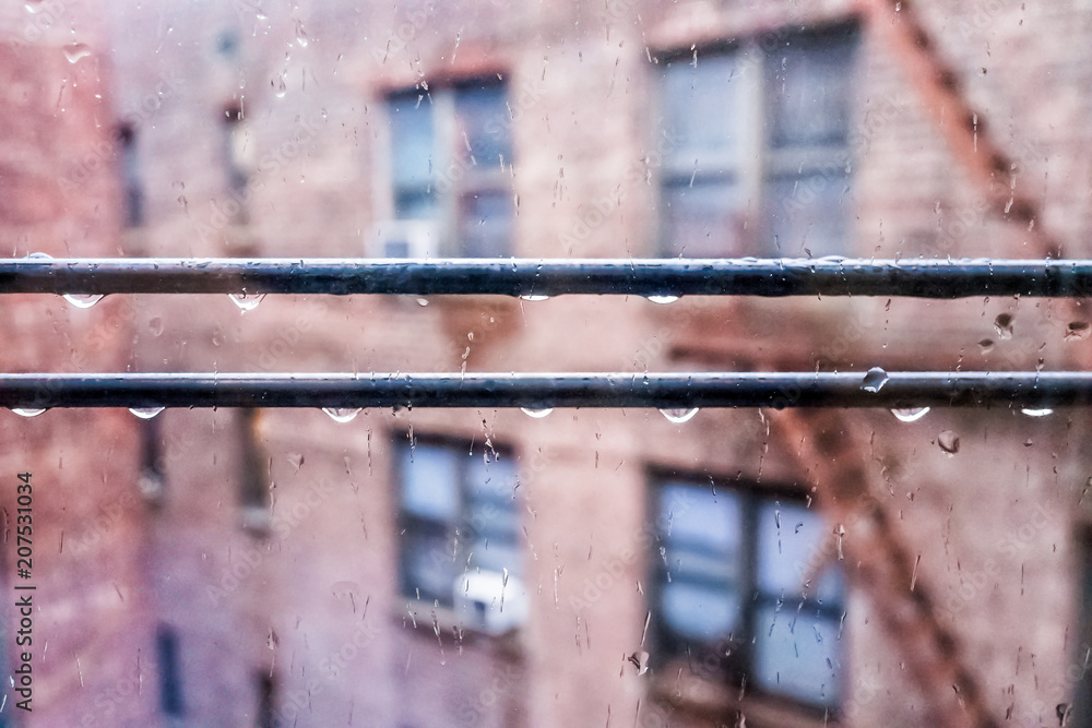 Small apartment window in New York City NYC urban Bronx, Brooklyn brick ...