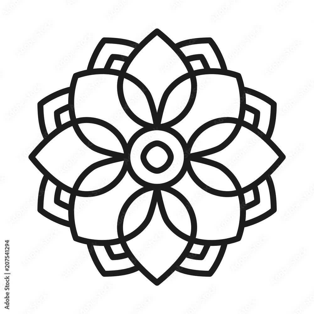 Simple Mandala Shape for Coloring. Vector Mandala. Floral. Flower ...
