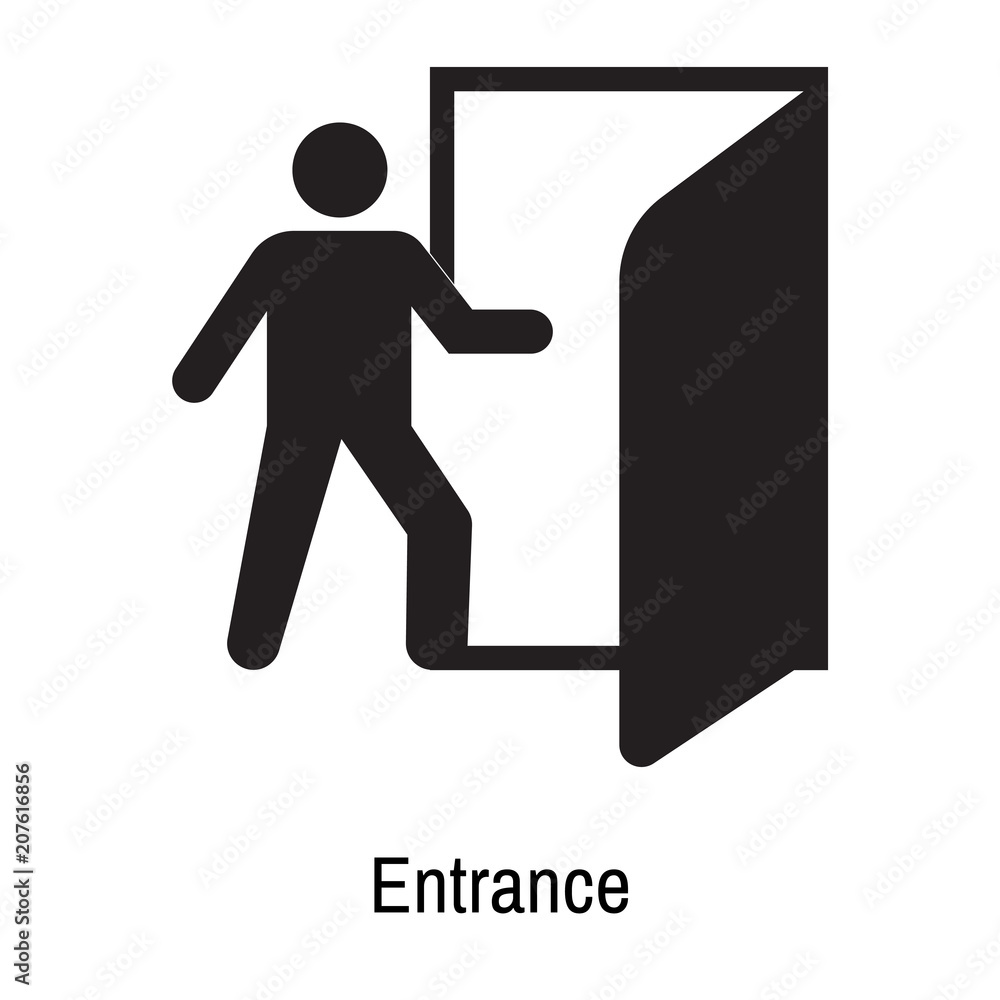 Entrance icon vector sign and symbol isolated on white background ...