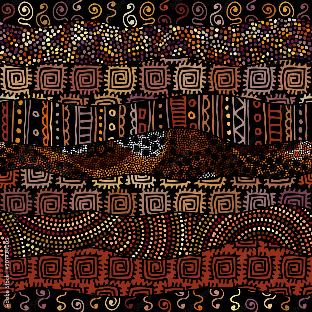 Tribal boho seamless pattern in african style on black background ...