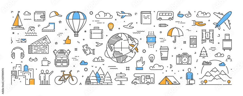 Vector line concept for travel and tourism Stock Vector | Adobe Stock