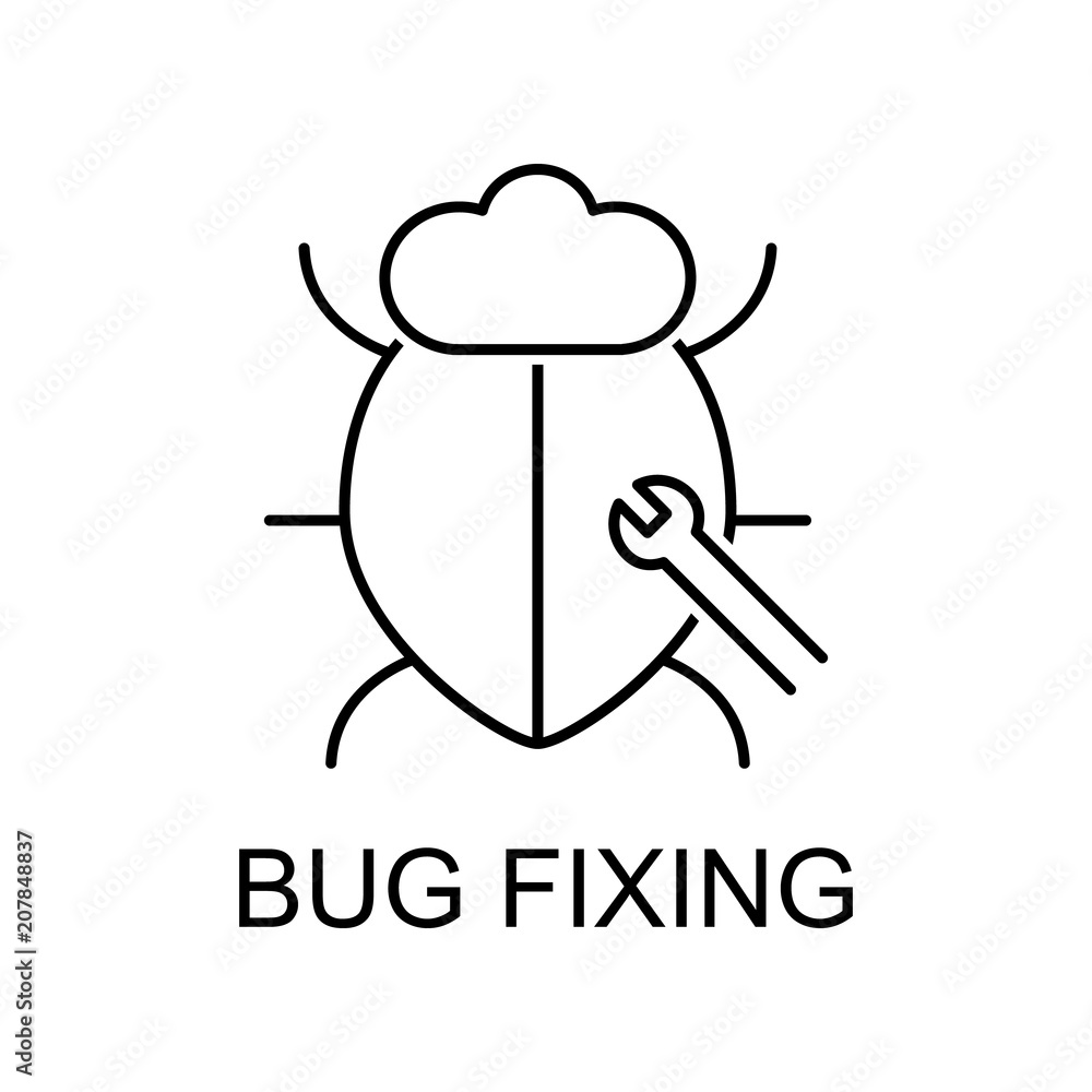bug fixing outline icon. Element of data protection icon with name for ...