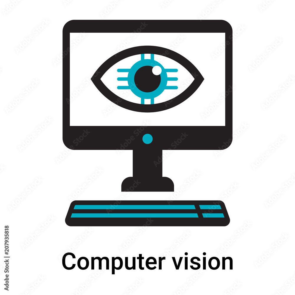 Computer vision icon vector sign and symbol isolated on white ...