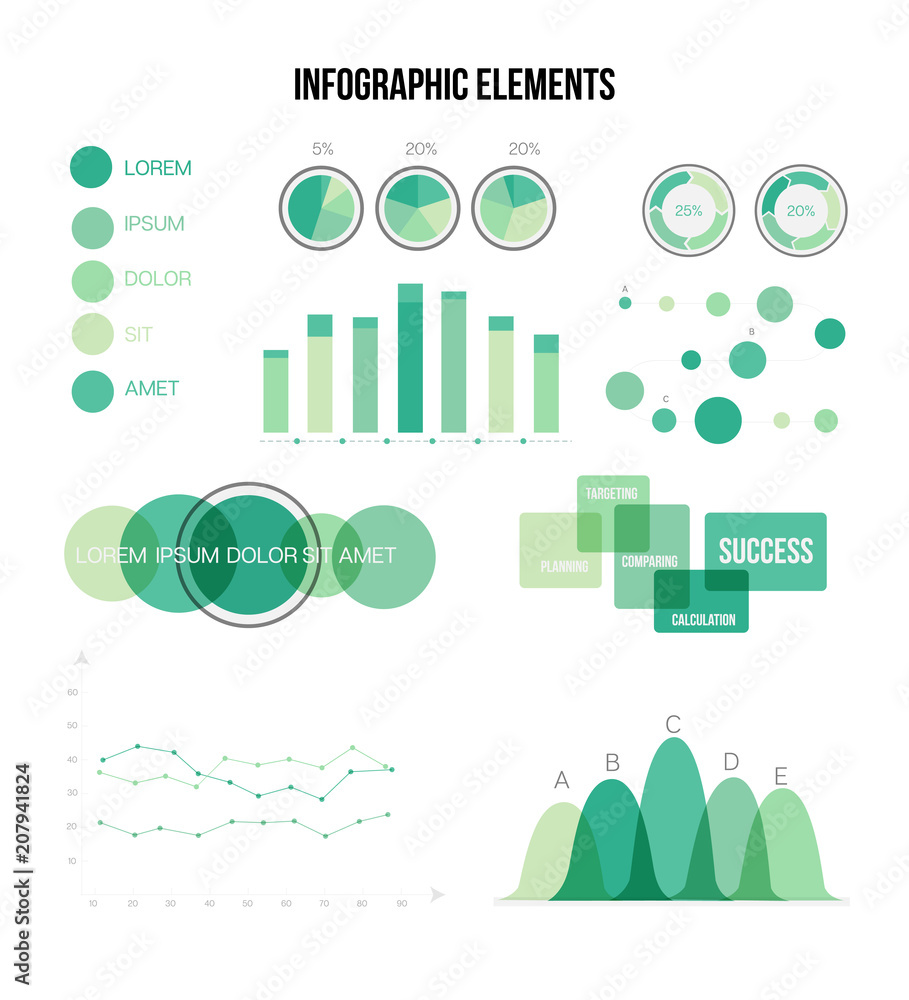 Eco Nature Green Infographic Vector Flowchart, Rate Elements Set ...