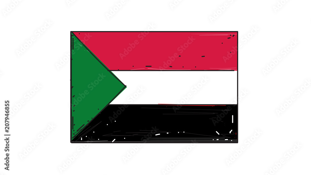 Cartoon, vector hand drawing of Sudan flag illustration 素材庫向量圖 | Adobe ...
