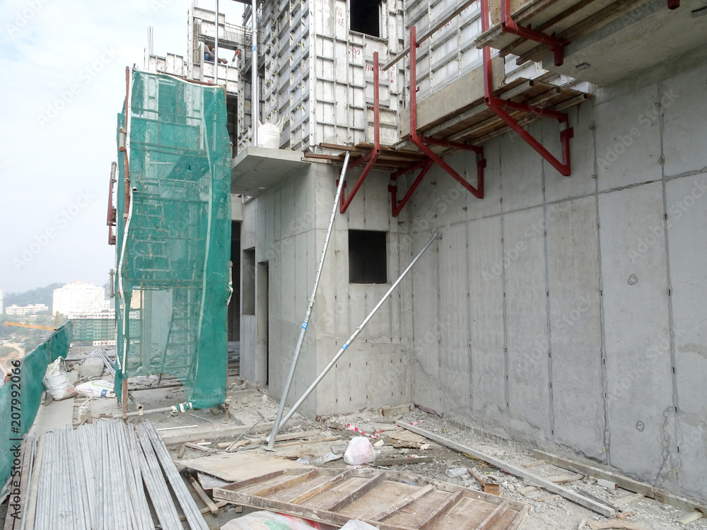 Precast system aluminium formwork used at the construction site as the ...