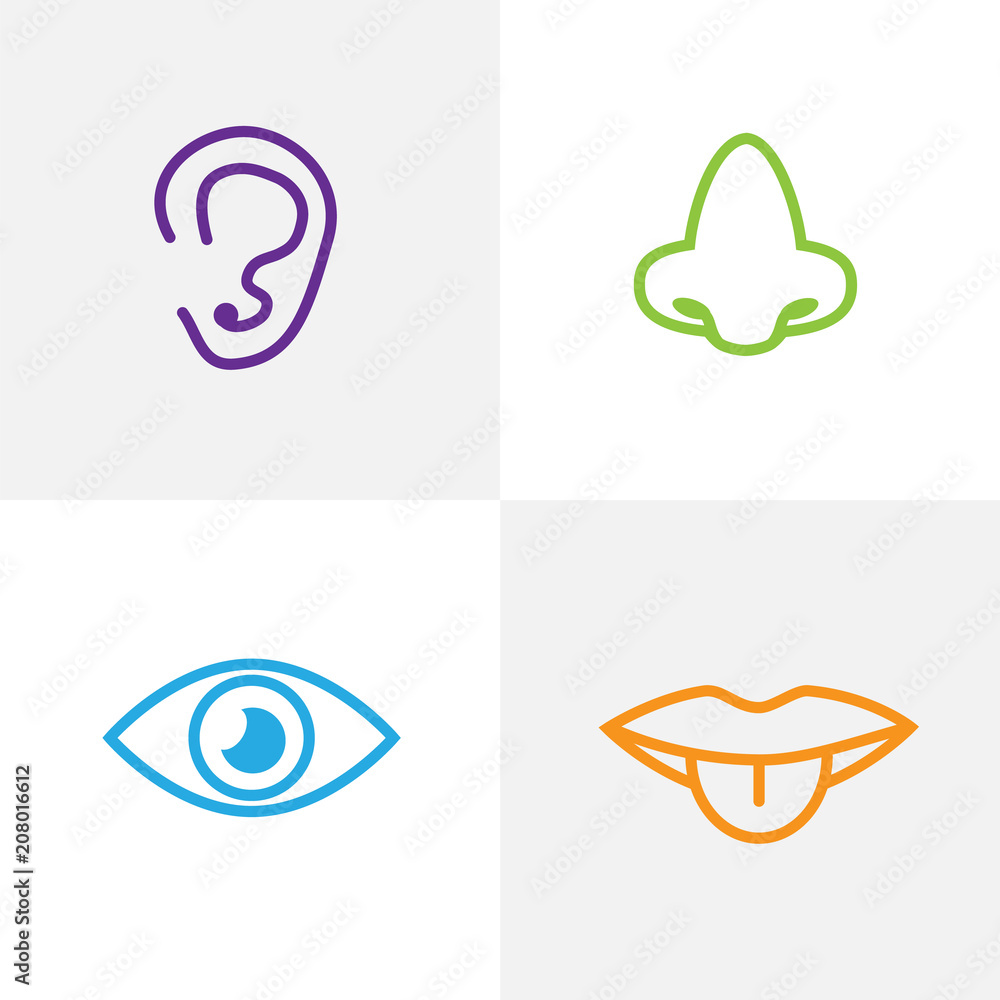 Five senses icons. 5 senses symbols Stock Vector | Adobe Stock
