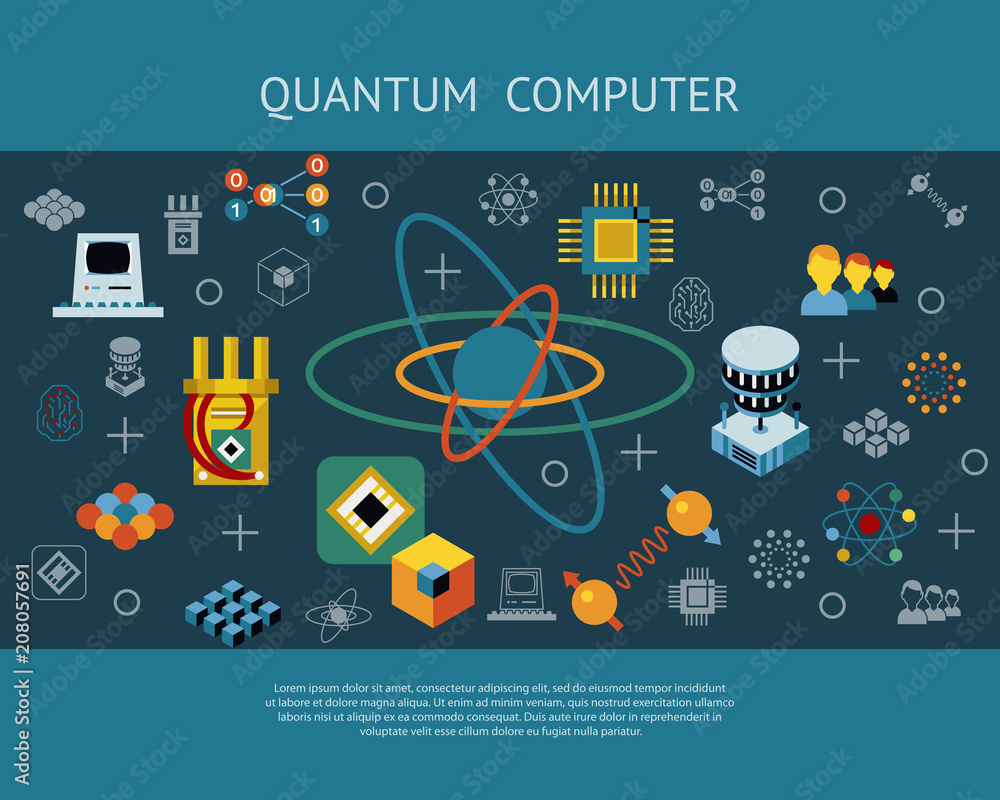 Digital vector quantum computing icon set Stock Vector | Adobe Stock