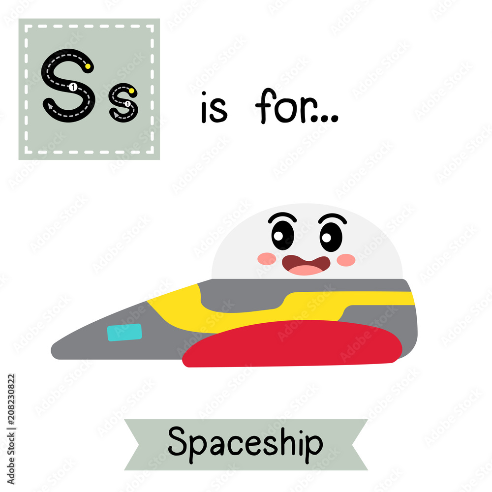 Letter S cute children colorful transportations ABC alphabet tracing ...