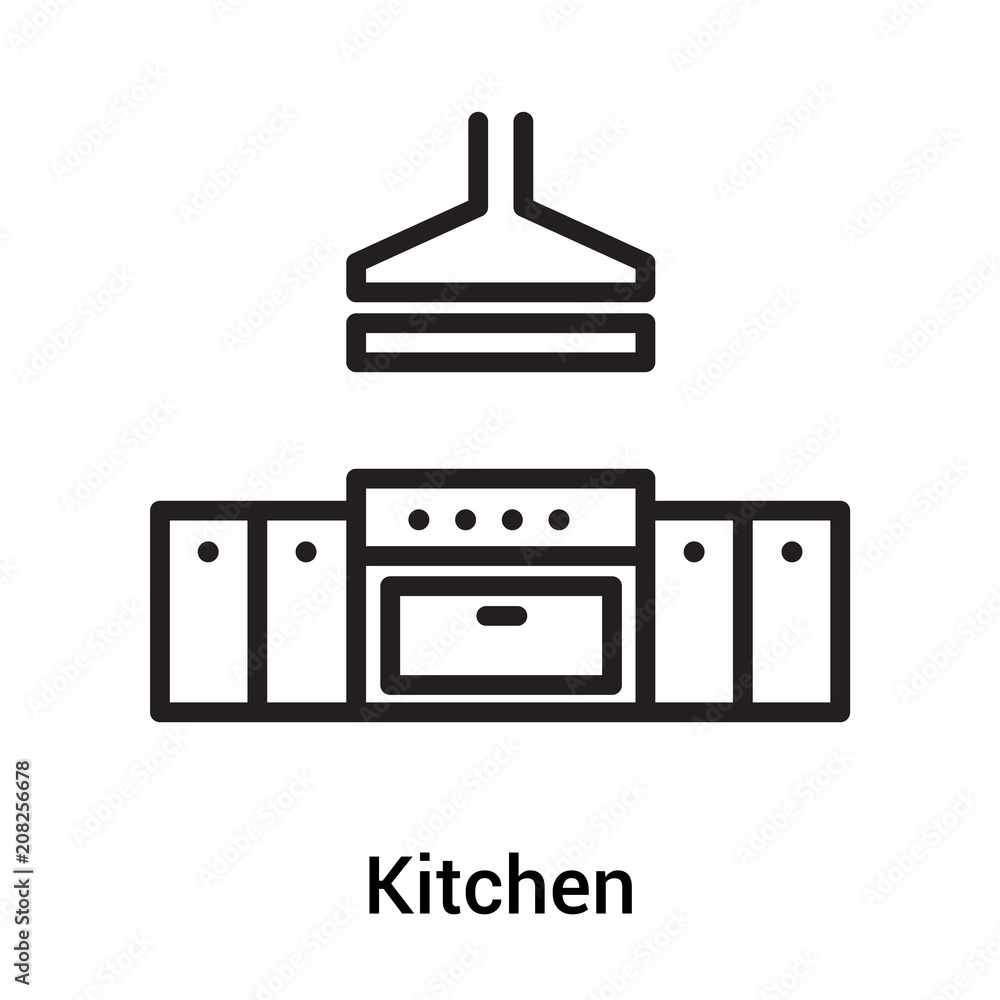 Kitchen icon vector sign and symbol isolated on white background ...