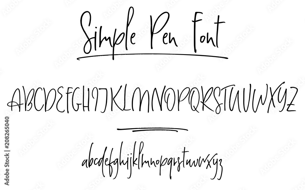 Ballpen lettering vector alphabet. Uppercase and lowercase handwritten ...