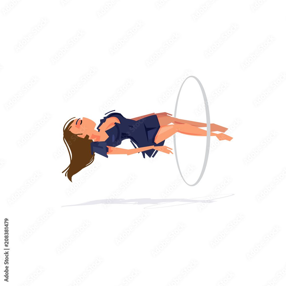 Women float in mid-air with magic loop. the magician concept ...