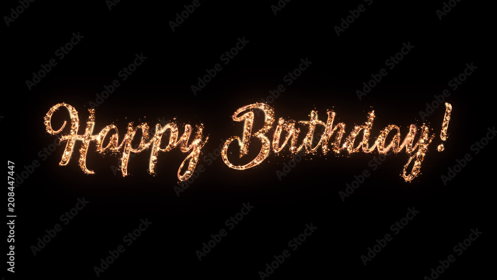 Happy birthday celebration greeting text with particles and sparks ...