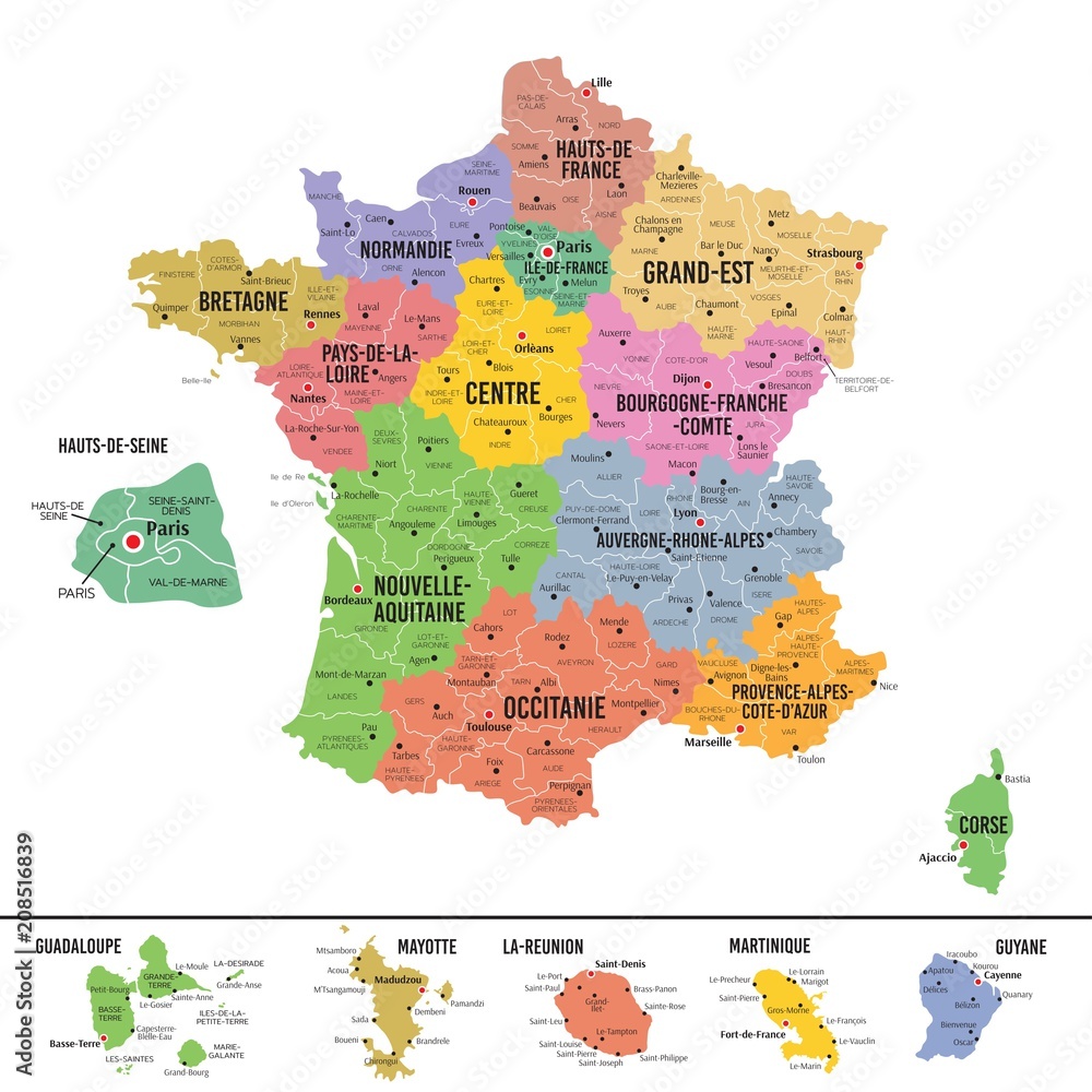 Detailed map of France Stock Vector | Adobe Stock