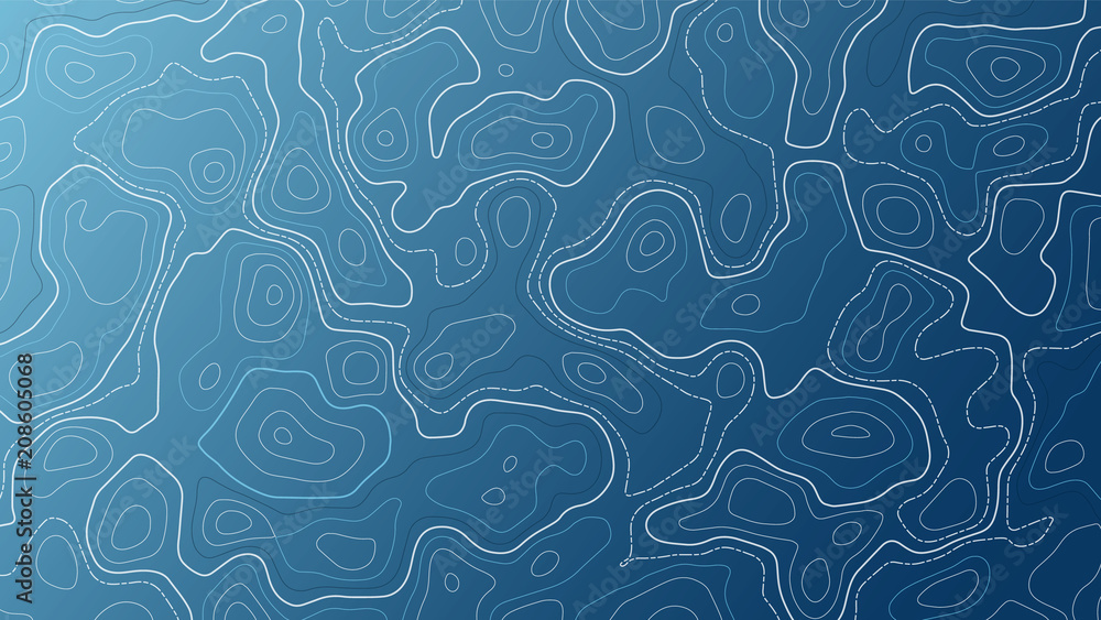 Blue background with map contour. Topographic vector wallpaper. Stock ...