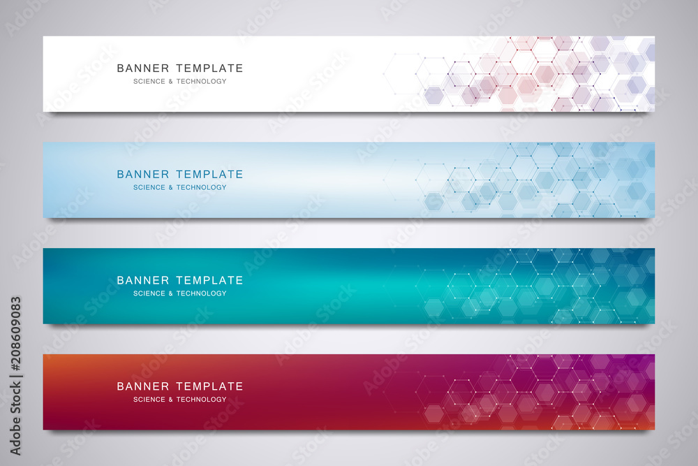 Science, medical and digital technology header or banners. Geometric ...