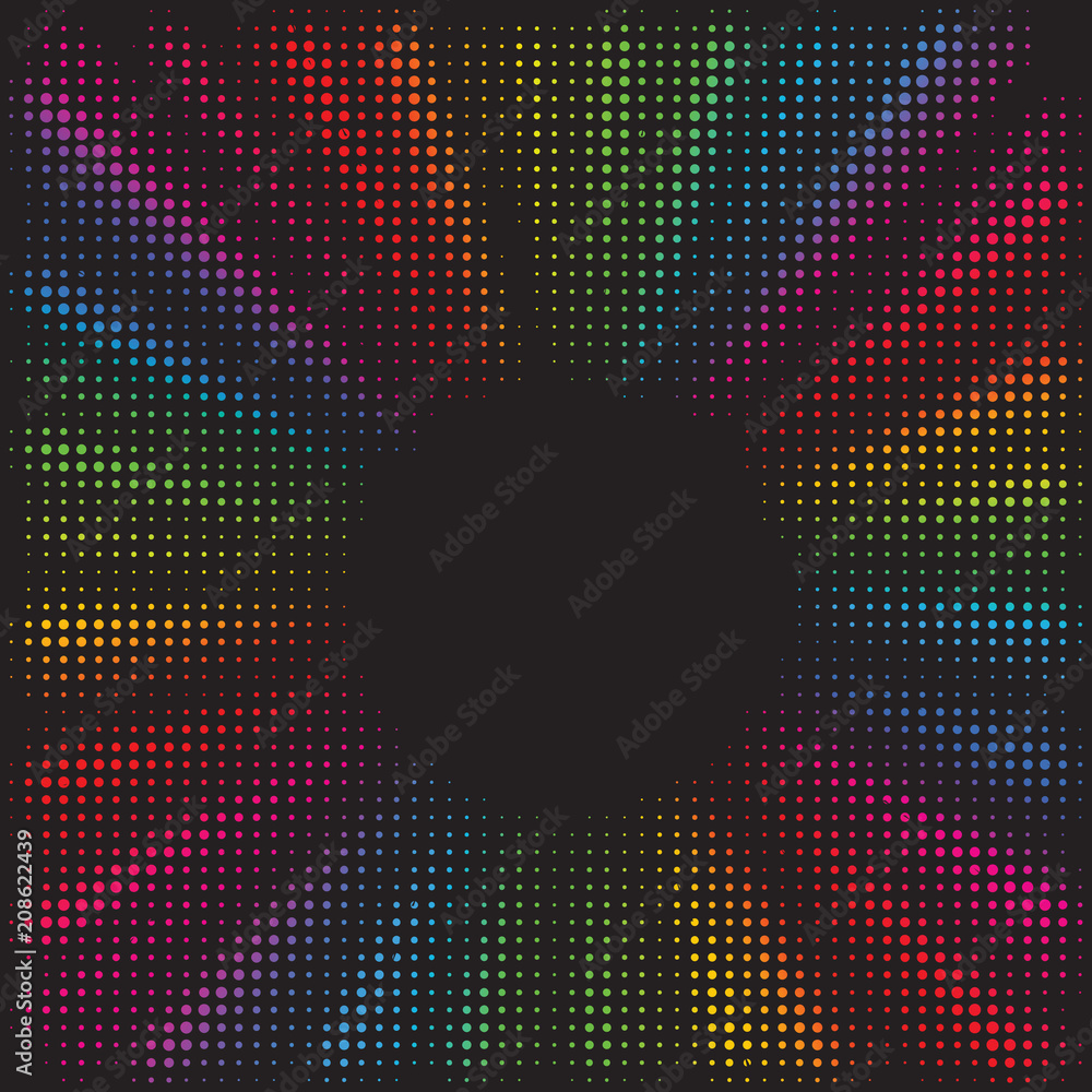 Rainbow burst background. Halftone effect. Abstract radial, convergent ...