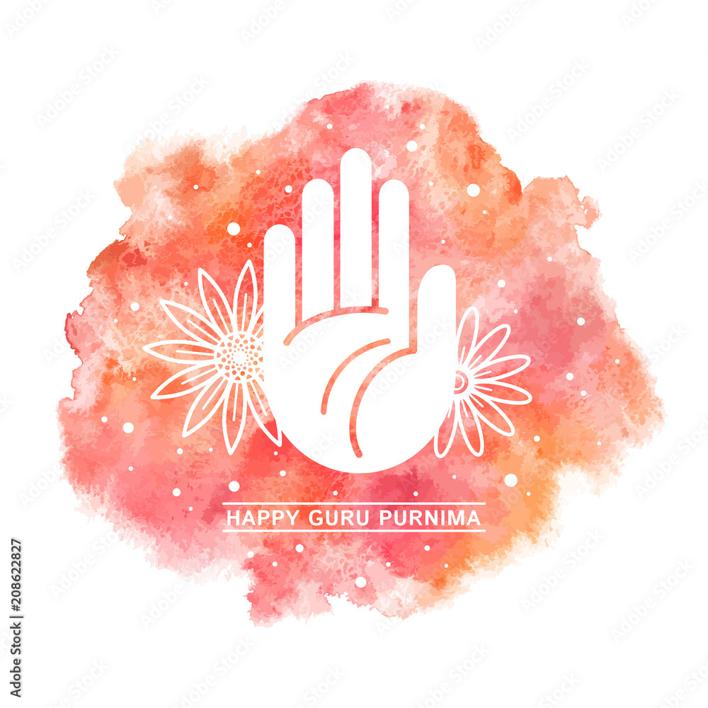 Happy Guru Purnima watercolor vector illustration with flat style ...