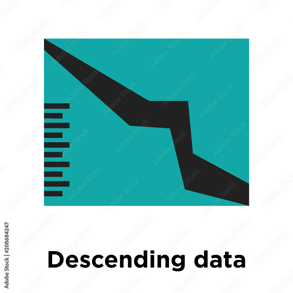 Descending Data Analytics Line Graphic Icon Vector Sign And Symbol Isolated On White Background