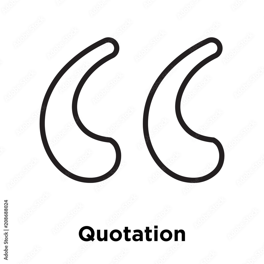 Quotation icon vector sign and symbol isolated on white background ...