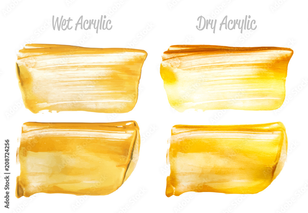 Vector gold paint smear stroke stain set. Abstract gold glittering ...