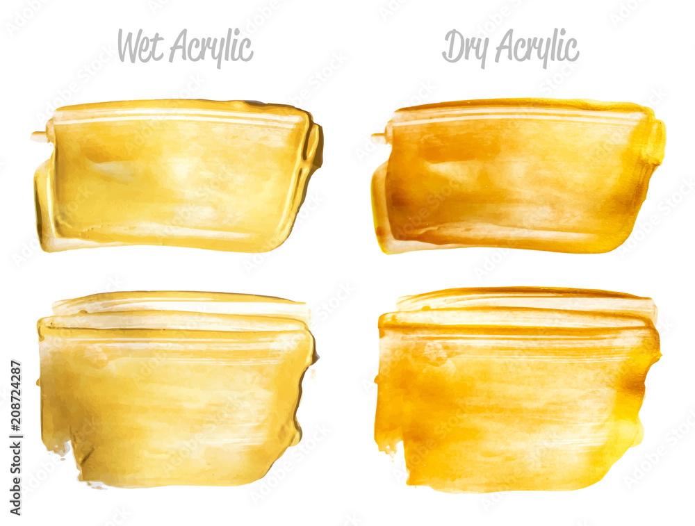 Vector gold paint smear stroke stain set. Abstract gold glittering ...