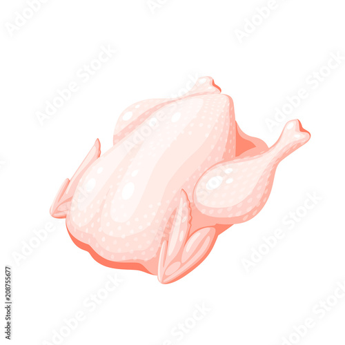 Raw uncooked fresh chicken. Vector illustration cartoon flat icon ...